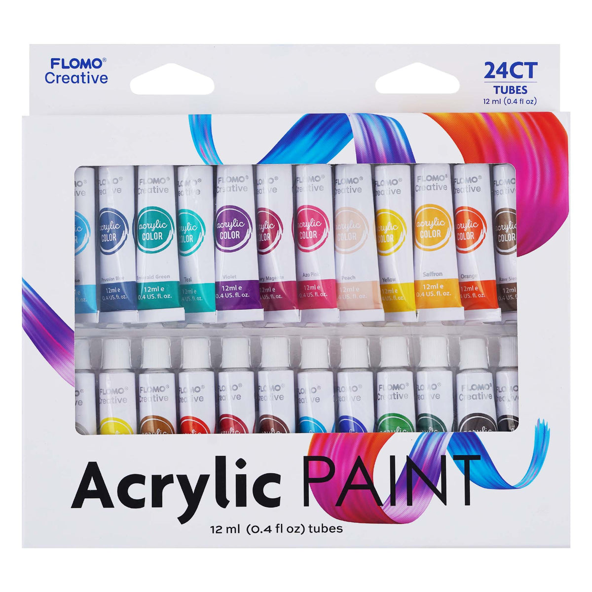 24Pc Acrylic Paints, 12Ml Tubes, 24 Colors Per Box | FLOMO/Nygala Corp.