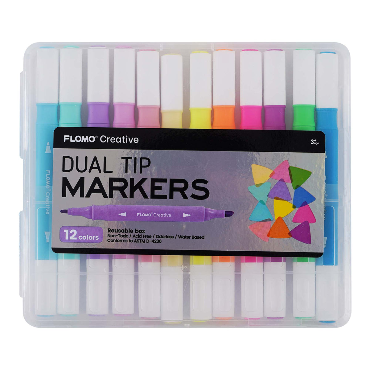 12Ct Dual Tip Chisel & Fine Tip Markers In Reusable Case | FLOMO/Nygala ...