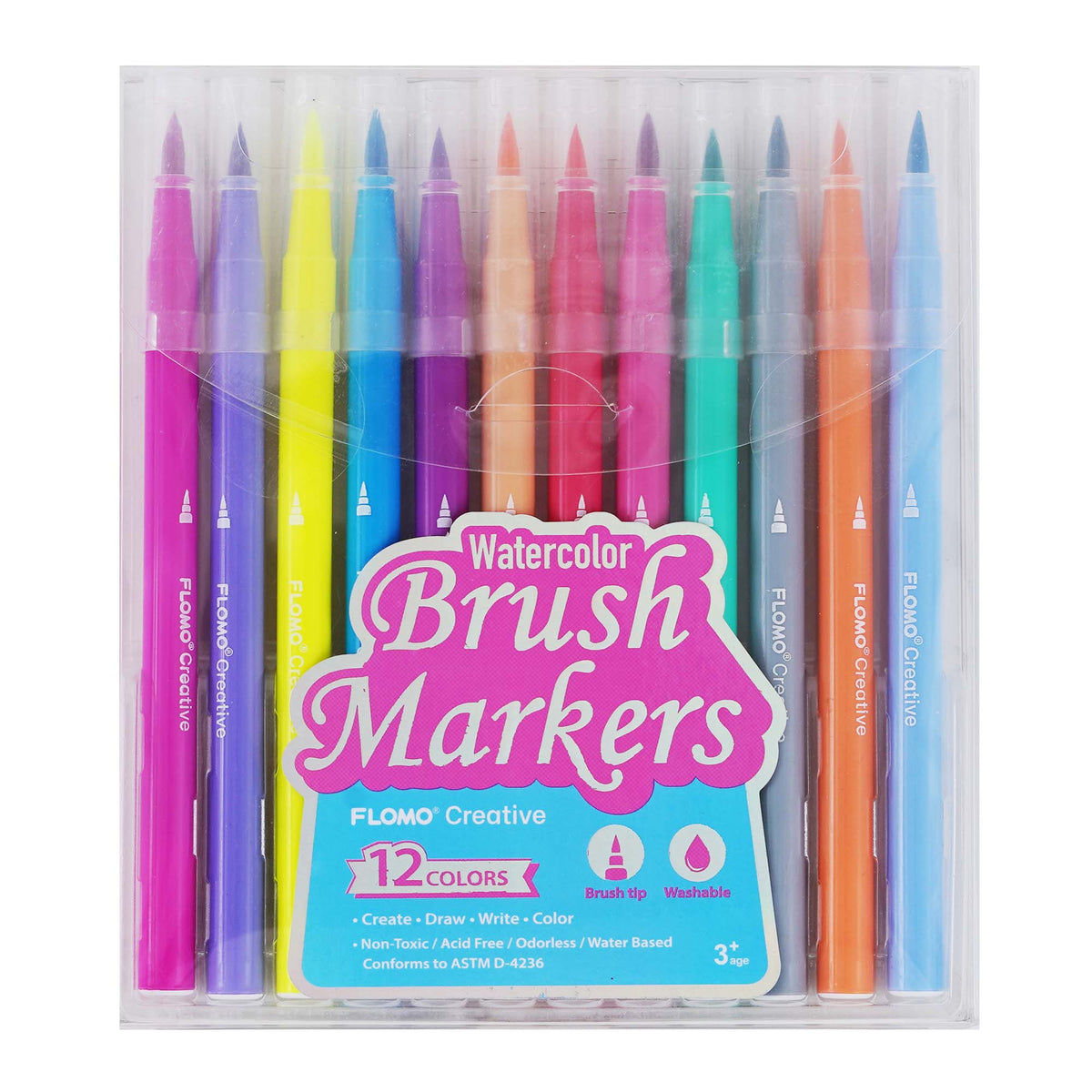 12Ct Brush Tip Watercolor Markers | FLOMO/Nygala Corp.