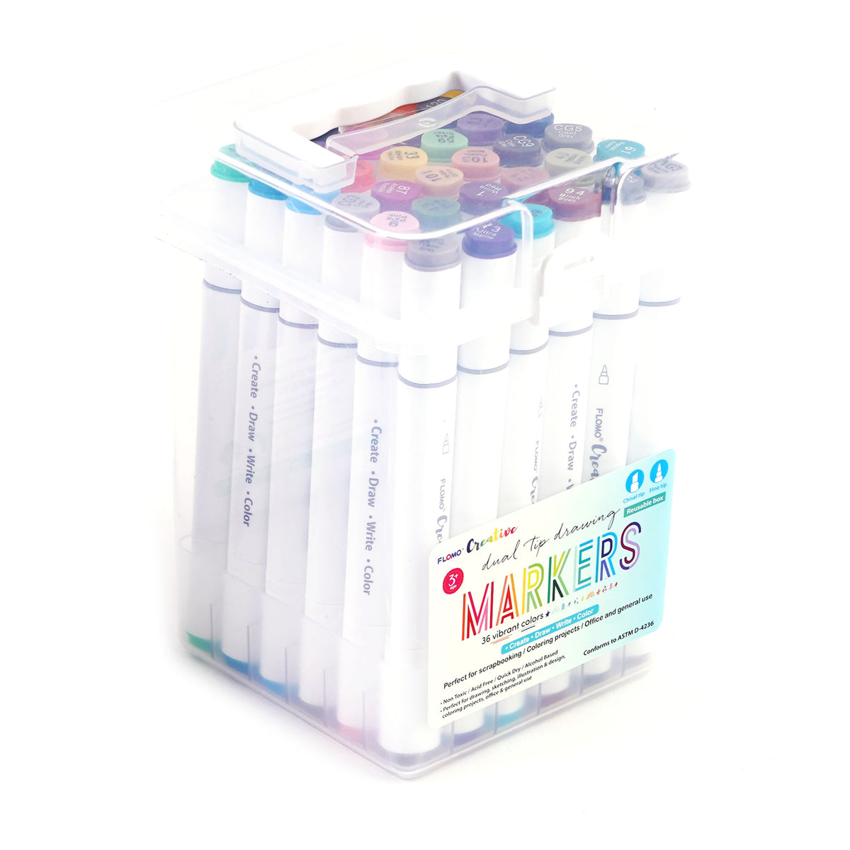 36 Pc Dual Tip Markers, 36 Colors | FLOMO/Nygala Corp.
