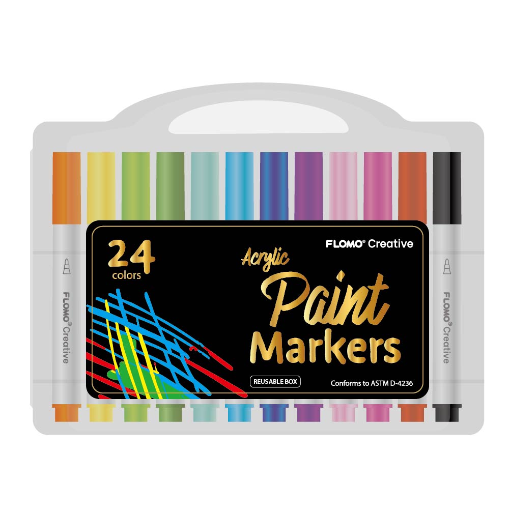 24Ct Acyrlic Paint Markers In Reusable Case | FLOMO/Nygala Corp.
