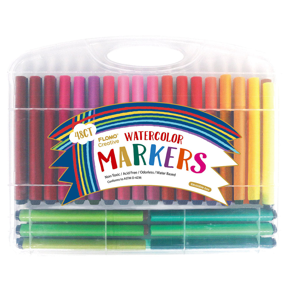 48Ct Watercolor Markers In Reusable Handle Case | FLOMO/Nygala Corp.