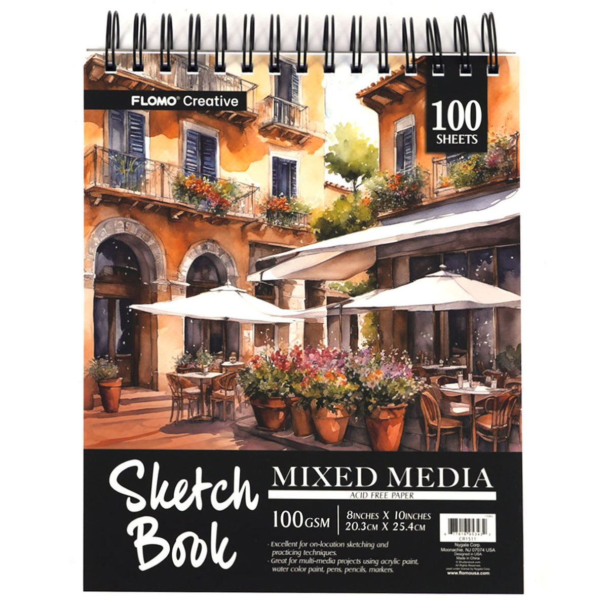 100 Sheet Outdoor Bistro Sketch Book 8" X 10" | FLOMO/Nygala Corp.