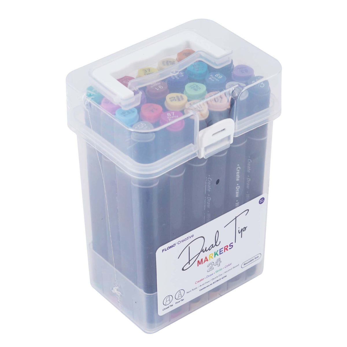 24Pc Thick Dual Tip Color Marker Set, 24 Colors, Black Barrel | FLOMO ...