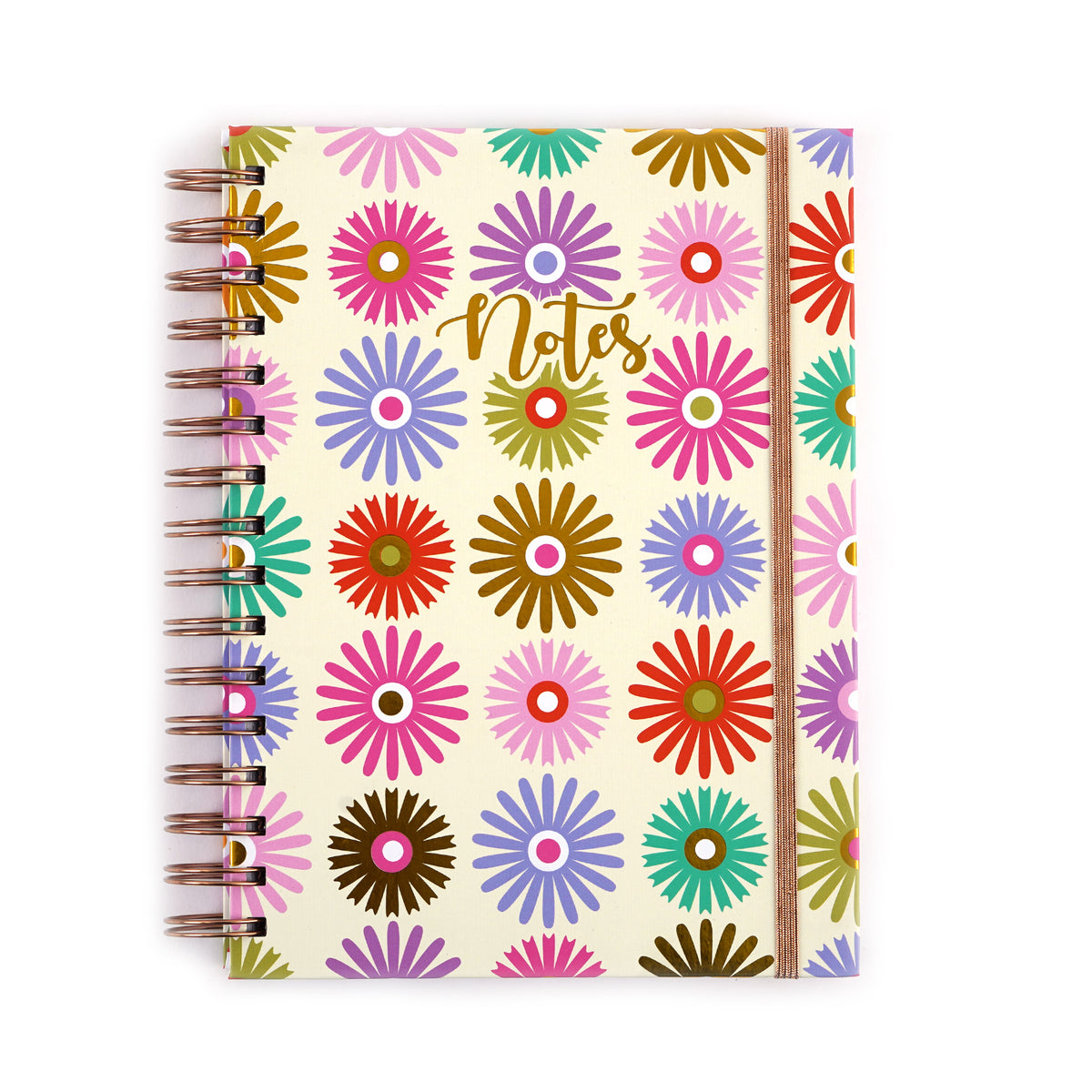 160Sht Hot Stamp Chunky Spiral Journal W/Inside Pocket, Daisy Geo Flor ...