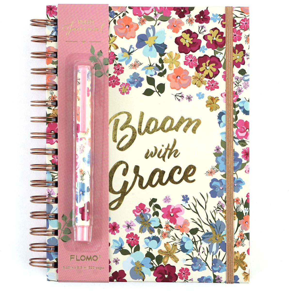 160Sht/320Pge Jumbo Spiral Chunky Journal W/Pen, Graceful Floral, 8.5 ...