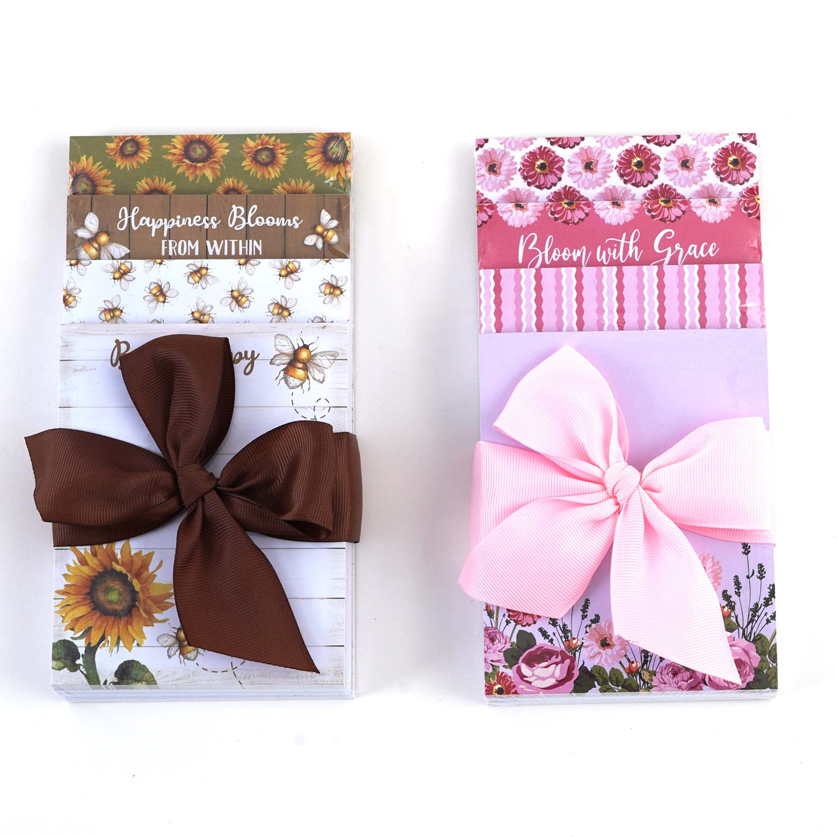 240 Sht 4Pk Note Pads Set W/Ribbon, Floral\Bee Happy Multi Size Pads ...