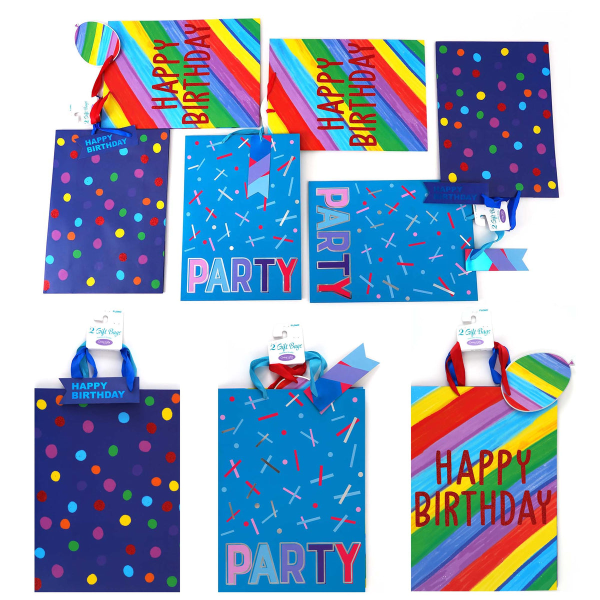 2Pk Extra Large Birthday Stripe-Dots-Confeti Party Hotstamp Premium Pl ...